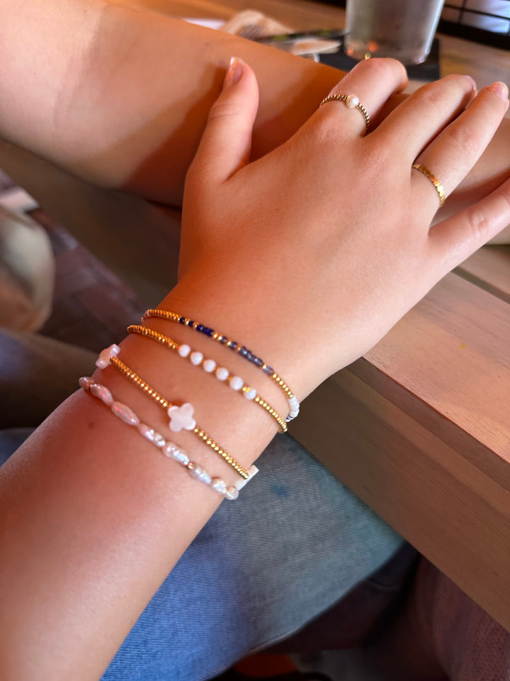 gold stacking bracelets – ivory moon
